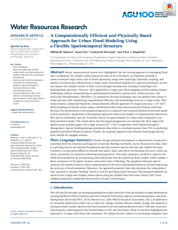 (PDF) A Computationally Efficient and Physically Based Approach for Urban Flood Modeling Using a ...