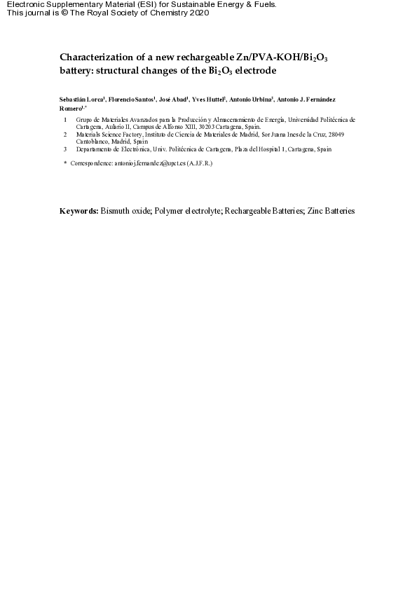 (PDF) Characterization of a new rechargeable Zn/PVA-KOH/Bi2O3 battery ...