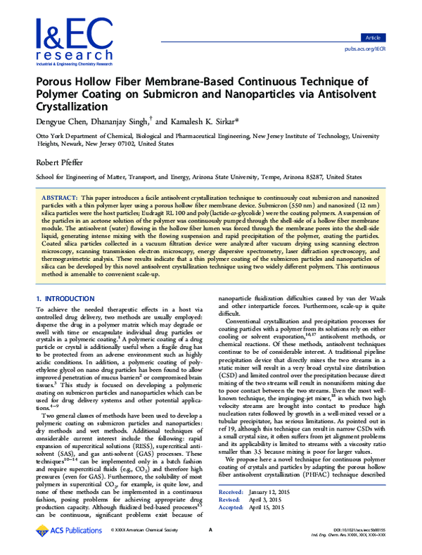 (PDF) Porous Hollow Fiber Membrane-Based Continuous Technique of ...