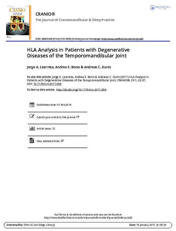 (PDF) HLA analysis in patients with degenerative diseases of the ...