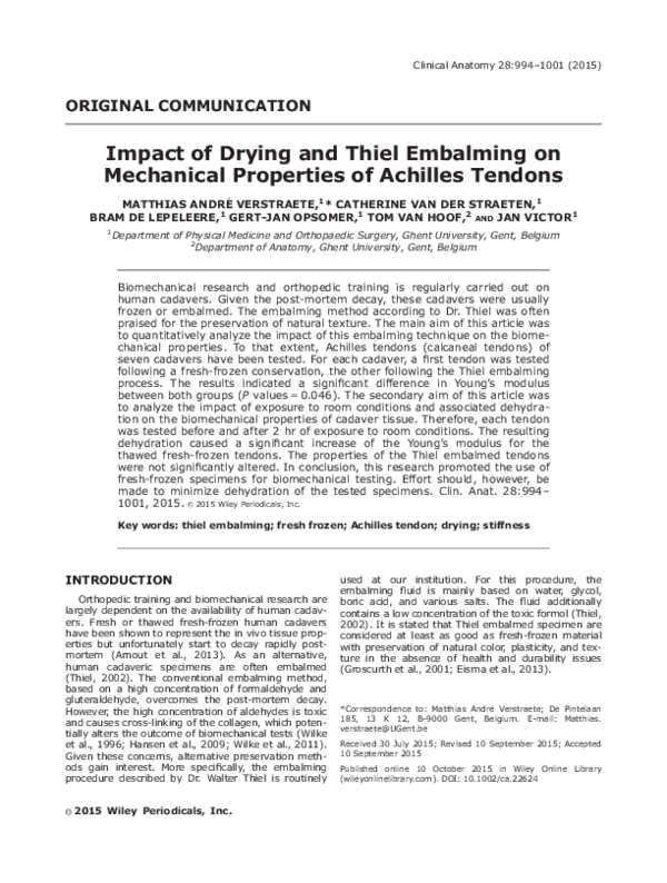 (PDF) Impact of drying and thiel embalming on mechanical properties of ...