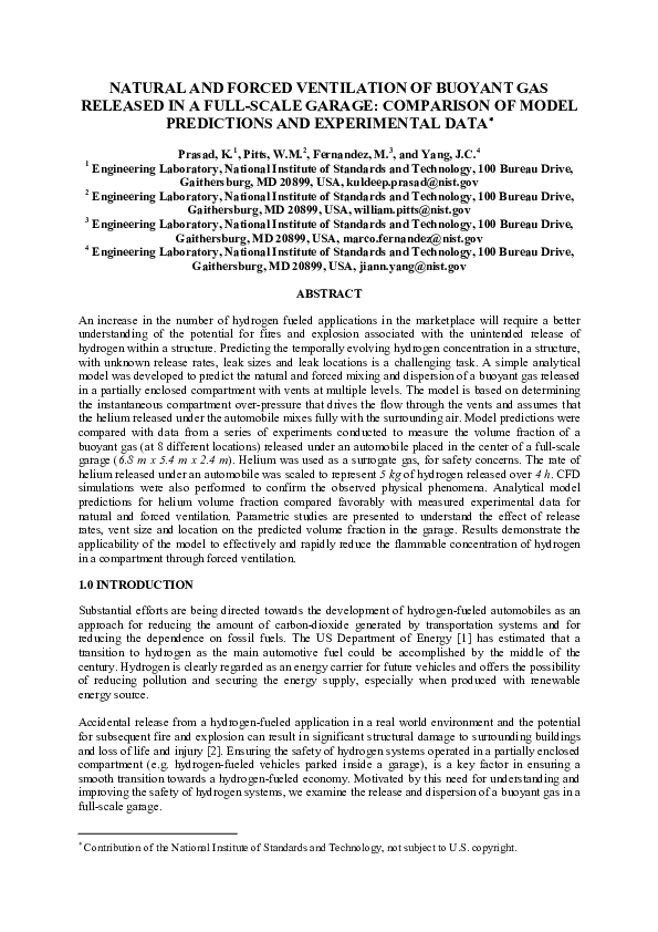 (PDF) Ventilation Effects on Buoyant Gas Dispersion