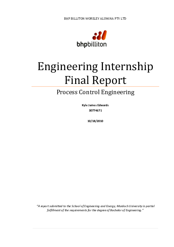 (PDF) Engineering Internship Final Report: Process Control Engineering