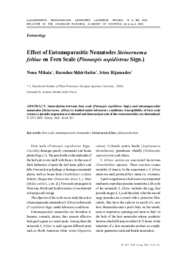 (PDF) Effect of Entomoparasitic Nematodes Steinernema feltiae on Fern ...