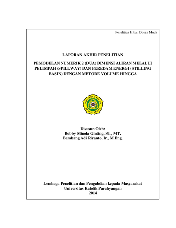 (PDF) Pemodelan Numerik 2 (Dua) Dimensi Aliran Melalui Pelimpah ...
