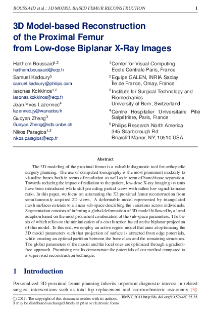 (PDF) 3D Model-based Reconstruction of the Proximal Femur from Low-dose ...