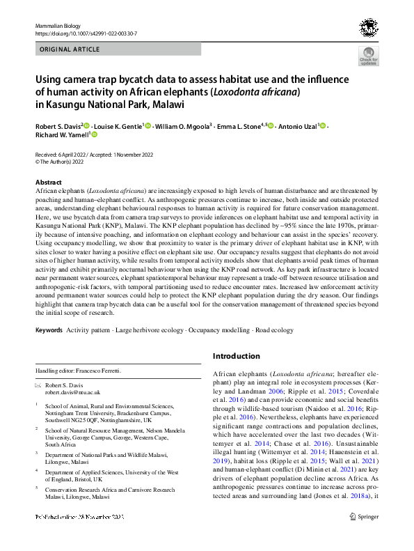 (PDF) Using camera trap bycatch data to assess habitat use and the ...