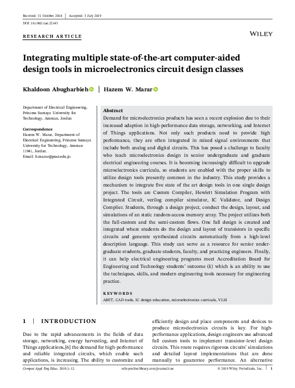 Pdf Integrating Multiple State‐of‐the‐art Computer‐aided Design Tools