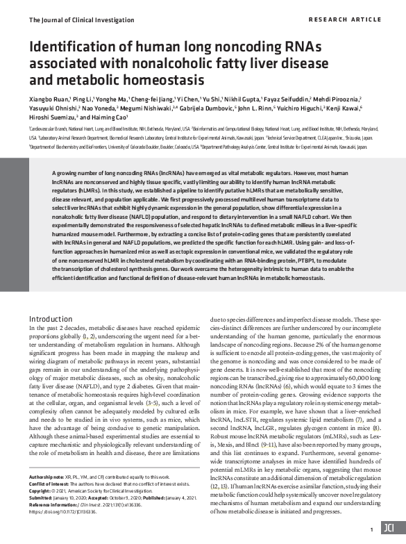 (PDF) Identification of human long noncoding RNAs associated with nonalcoholic fatty liver ...