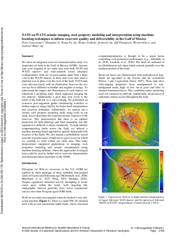 (PDF) NATS on WATS seismic imaging, rock property modeling and interpretation using machine ...
