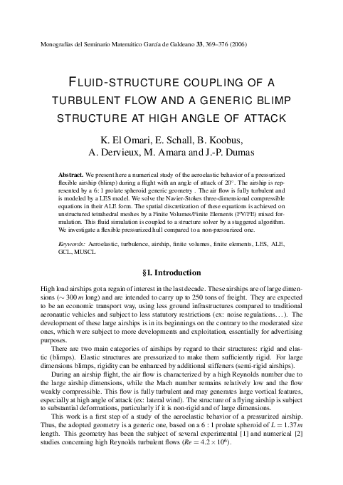 (PDF) Fluid-structure coupling of a turbulent flow and a generic blimp ...