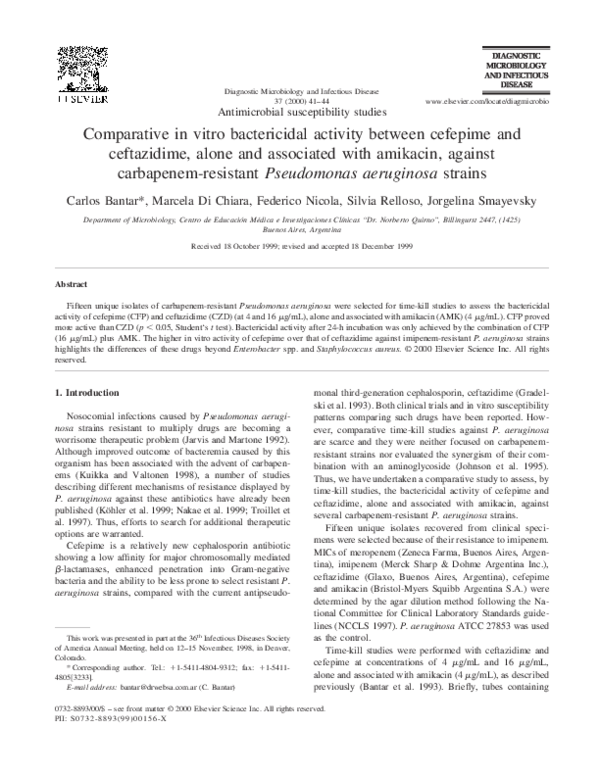(PDF) Comparative in vitro bactericidal activity between cefepime and ...