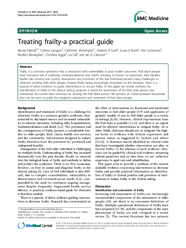(PDF) Treating frailty-a practical guide