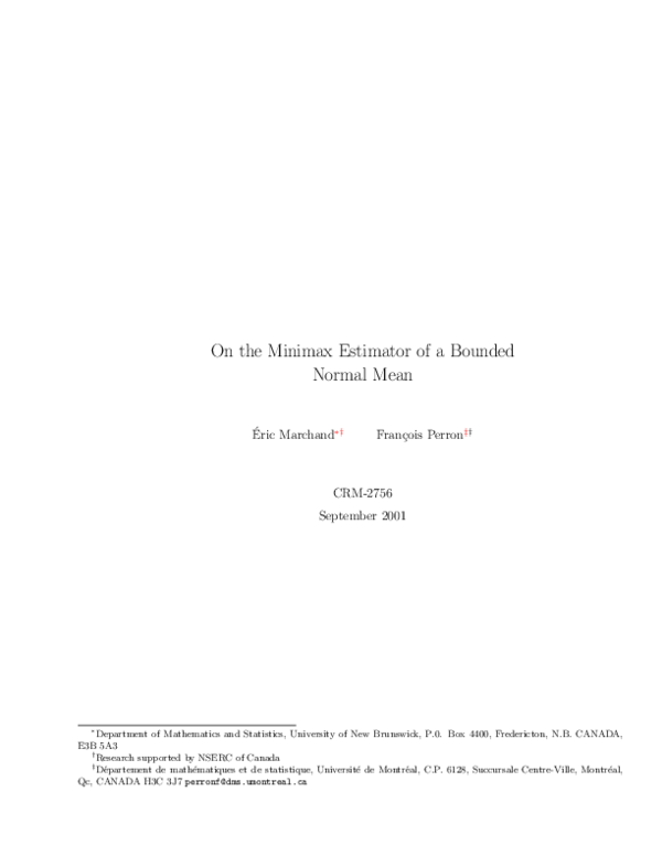 (PDF) On the minimax estimator of a bounded normal mean