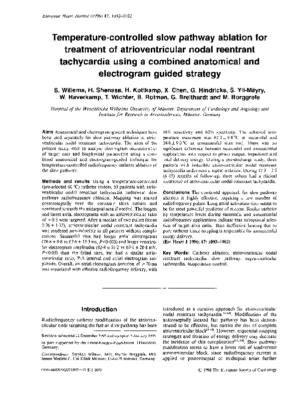 (PDF) Temperature-controlled slow pathway ablation for treatment of ...