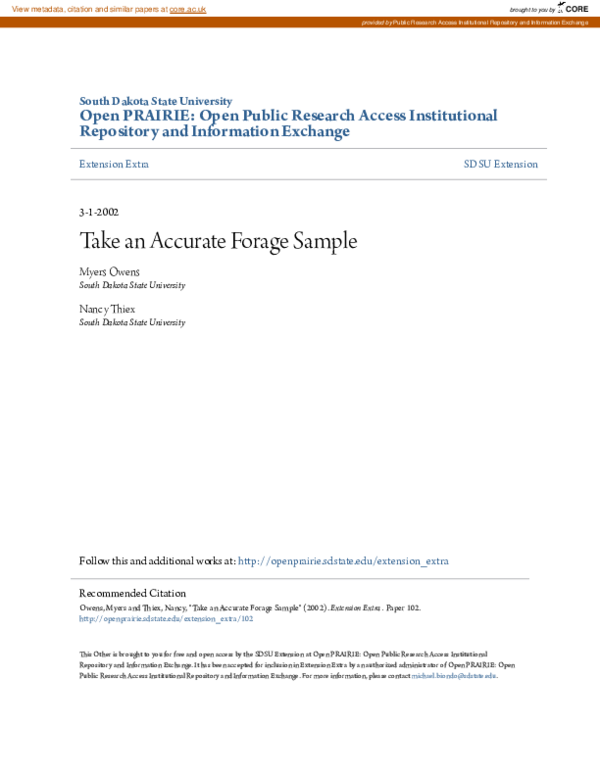 (PDF) Take an Accurate Forage Sample