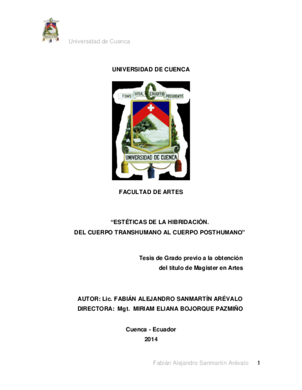 (PDF) Estéticas de la hibridación, del cuerpo transhumano al cuerpo posthumano