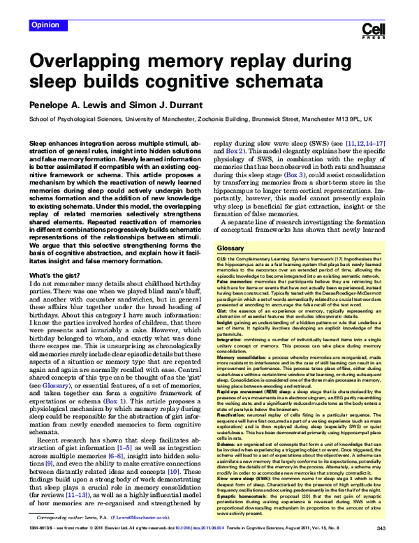 (PDF) Overlapping memory replay during sleep builds cognitive schemata