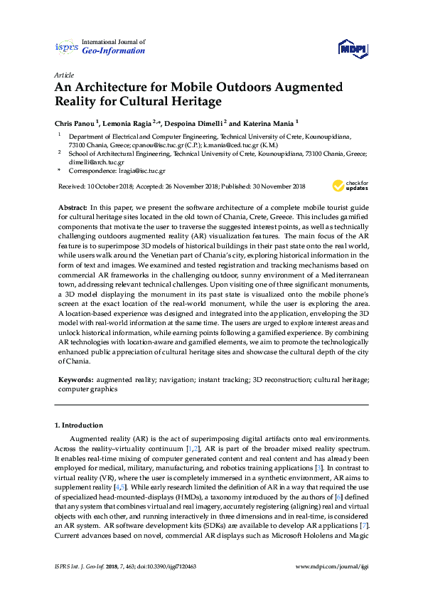 (PDF) An Architecture for Mobile Outdoors Augmented Reality for ...