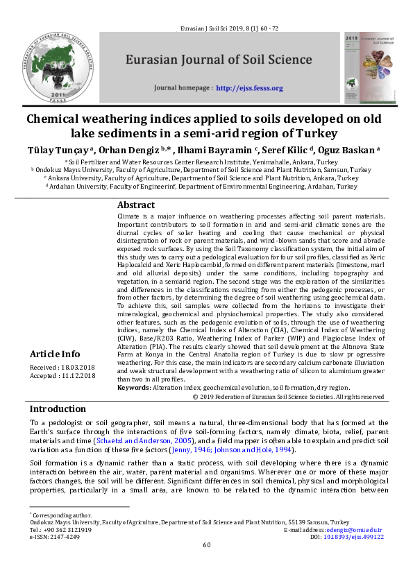 (PDF) Chemical weathering indices applied to soils developed on old ...