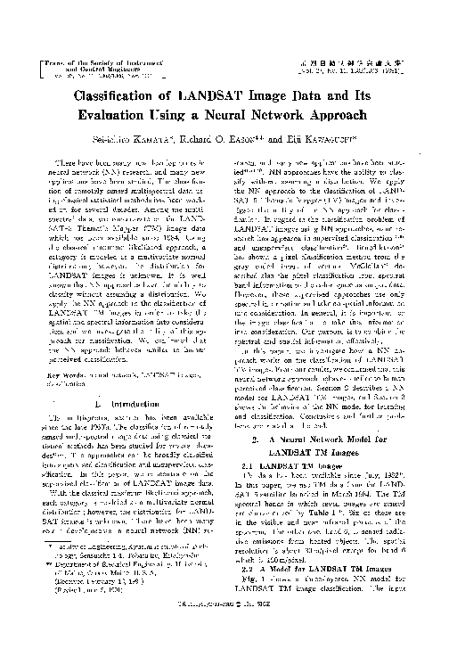 (PDF) Classification of LANDSAT Image Data and Its Evaluation Using a Neural Network Approach