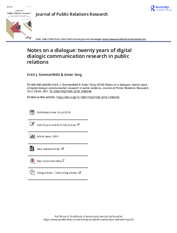 (PDF) Notes on a dialogue: twenty years of digital dialogic ...