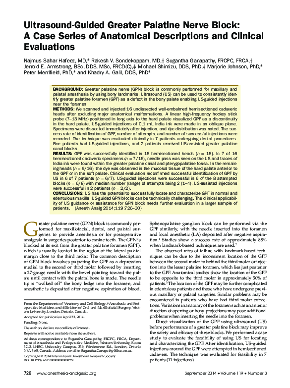 (PDF) Ultrasound-Guided Greater Palatine Nerve Block