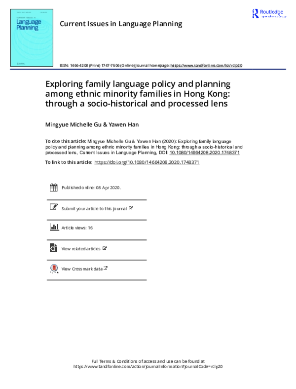 (PDF) Exploring family language policy and planning among ethnic ...