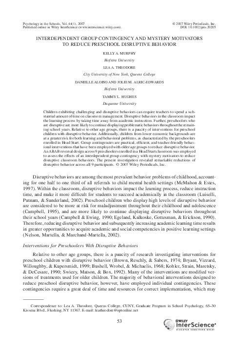 (PDF) Interdependent group contingency and mystery motivators to reduce ...