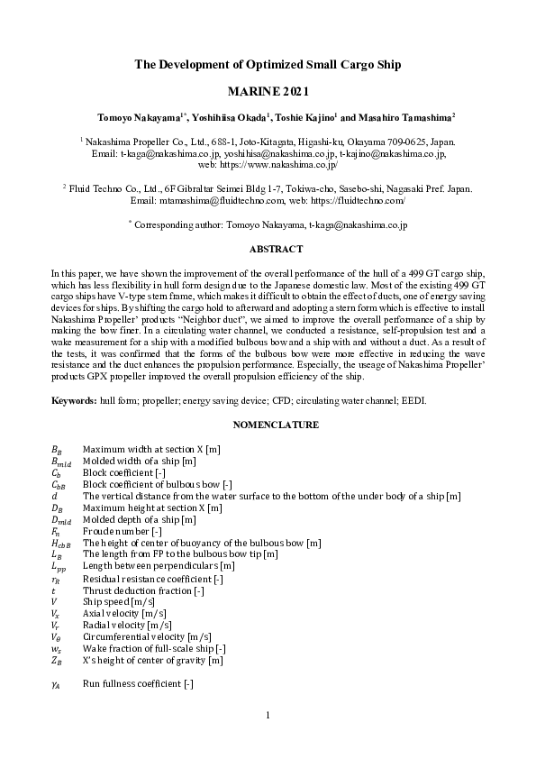 (PDF) The Development of Optimized Small Cargo Ship