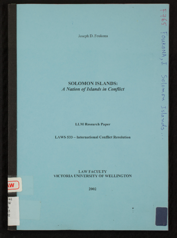 (PDF) Solomon Islands: a nation of islands in conflict