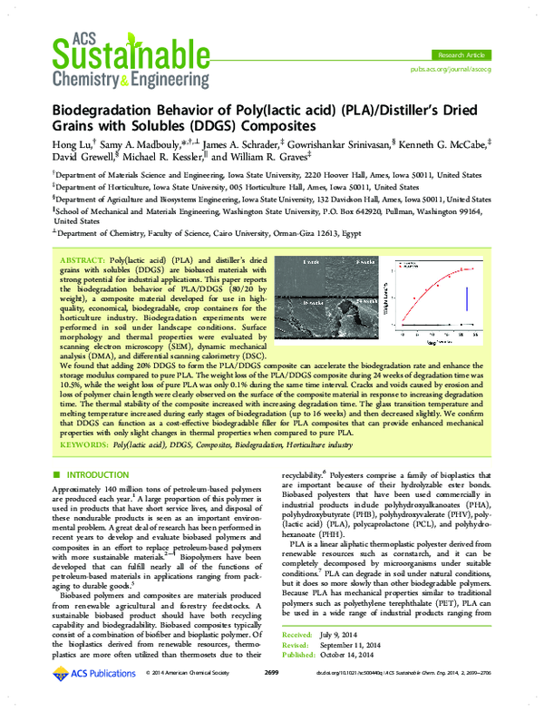 (PDF) Biodegradation Behavior of Poly(lactic acid) (PLA)/Distiller’s Dried Grains with Solubles ...