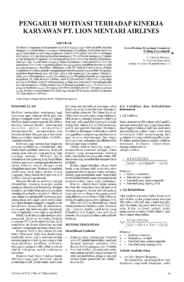 (PDF) Pengaruh Motivasi Terhadap Kinerja Karyawan Pt. Lion Mentari Airlines