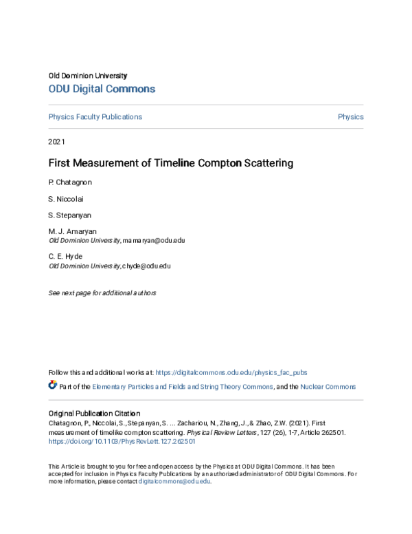 (PDF) First Measurement of Timeline Compton Scattering
