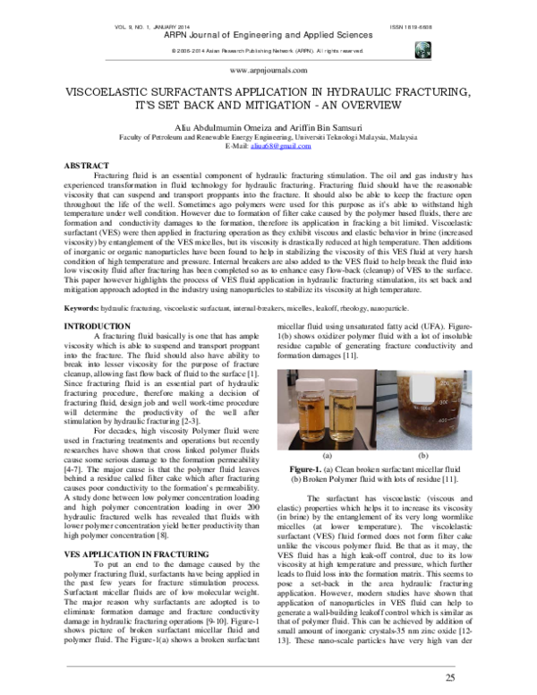 (PDF) Viscoelastic surfactants application in hydraulic fracturing, it ...