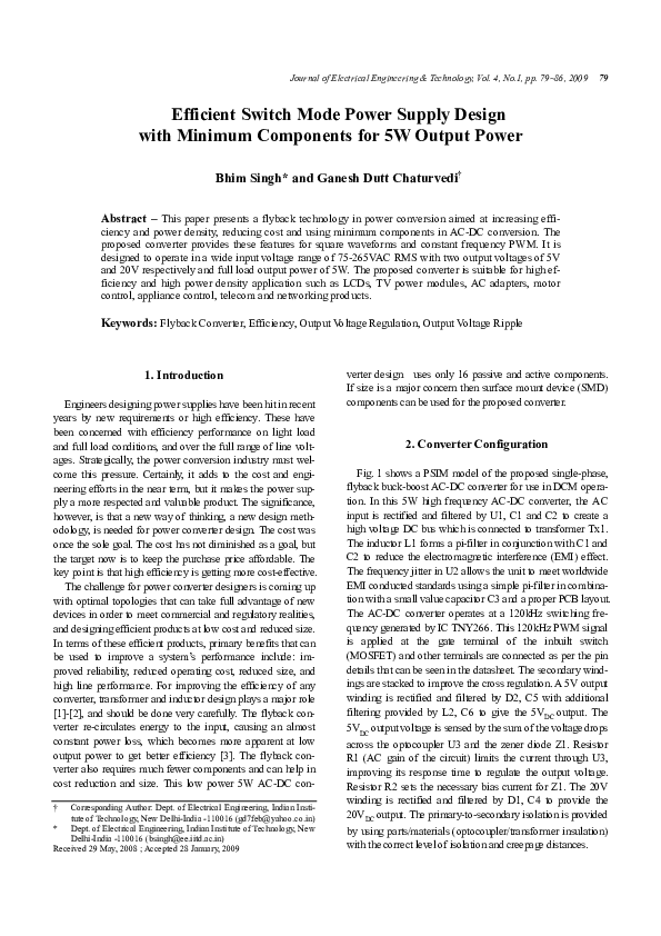Pdf Efficient Switch Mode Power Supply Design With Minimum Components