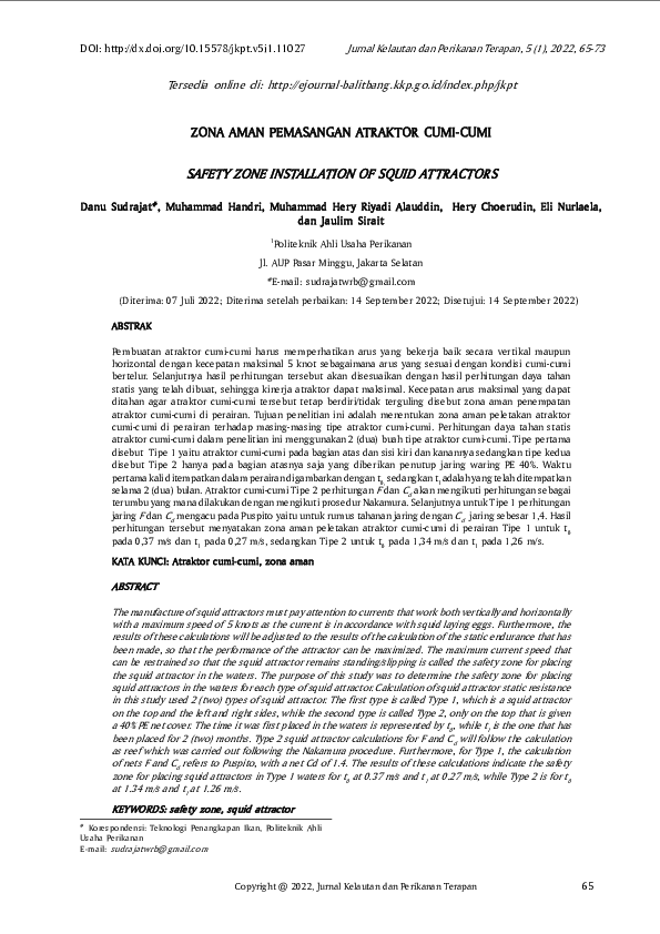 (PDF) ZONA AMAN PEMASANGAN ATRAKTOR CUMI-CUMI