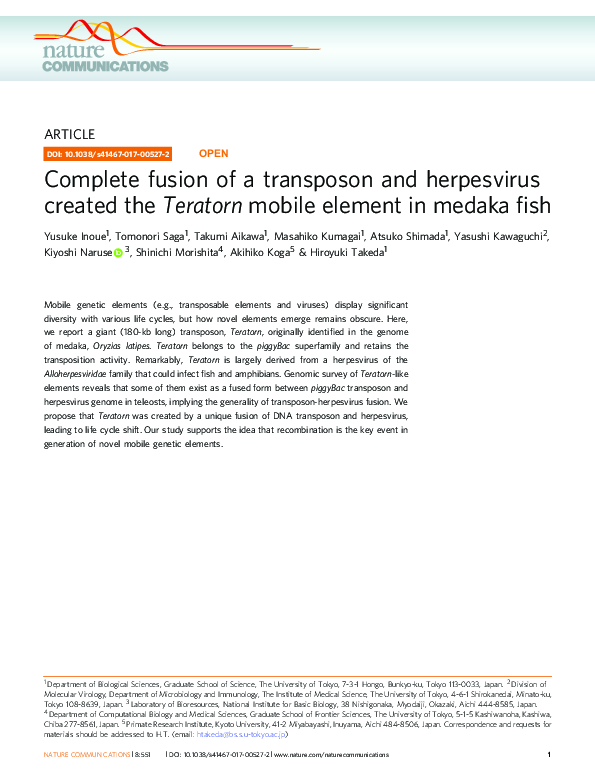 (PDF) Complete fusion of a transposon and herpesvirus created the ...