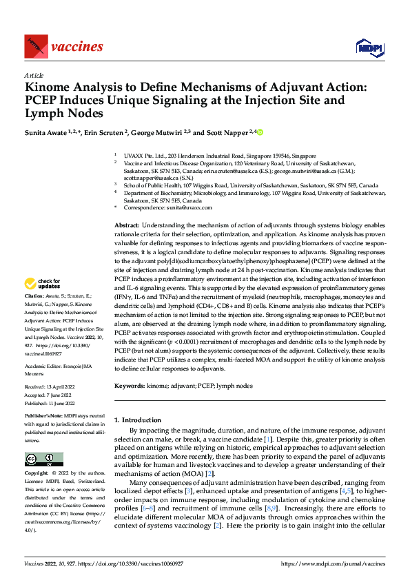 (PDF) Kinome Analysis to Define Mechanisms of Adjuvant Action: PCEP ...