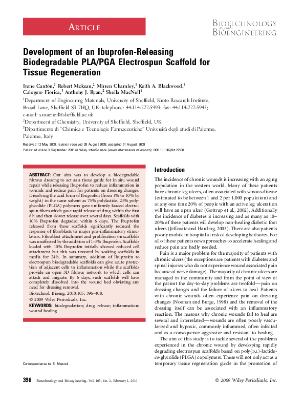 (PDF) Development of an Ibuprofen-releasing biodegradable PLA/PGA ...