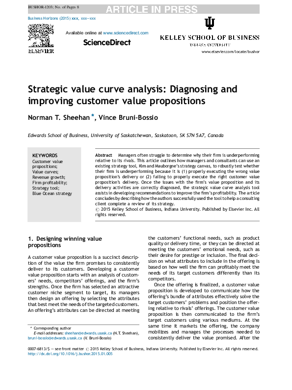 (PDF) Strategic value curve analysis: Diagnosing and improving customer ...