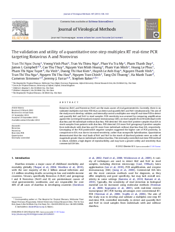 (PDF) The validation and utility of a quantitative one-step multiplex RT real-time PCR targeting ...