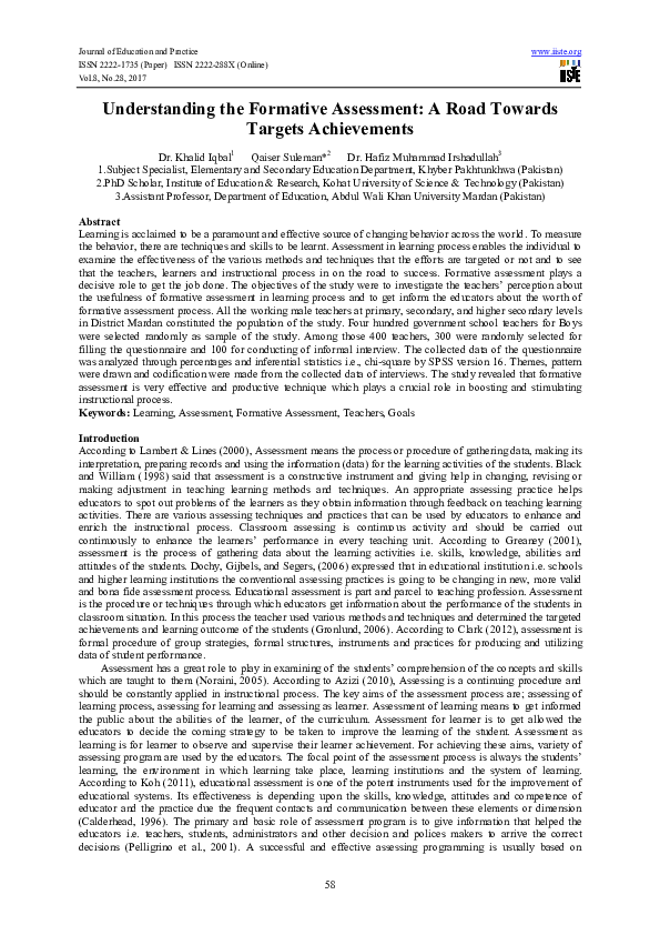 (PDF) Teachers' Perceptions of Formative Assessment