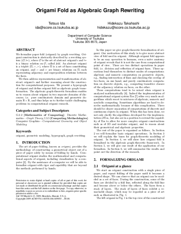 (PDF) Origami fold as algebraic graph rewriting