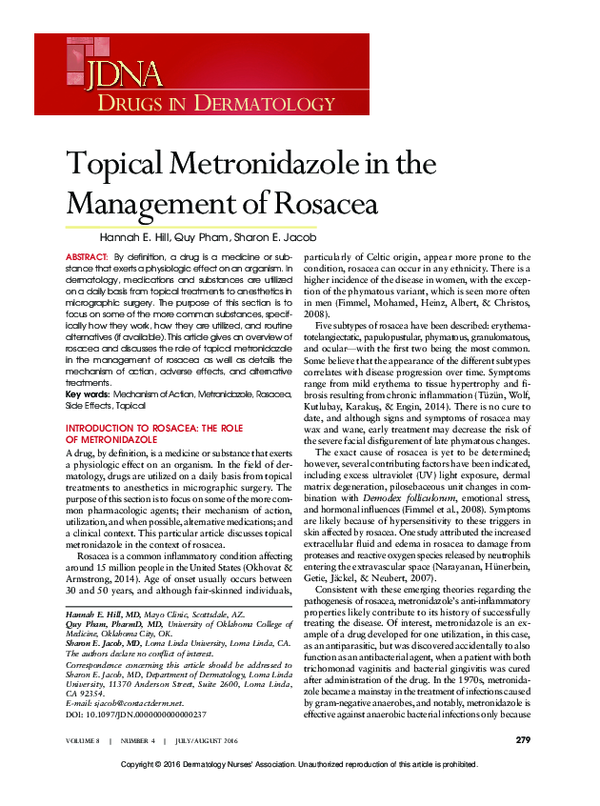 (PDF) Topical Metronidazole for Rosacea Treatment