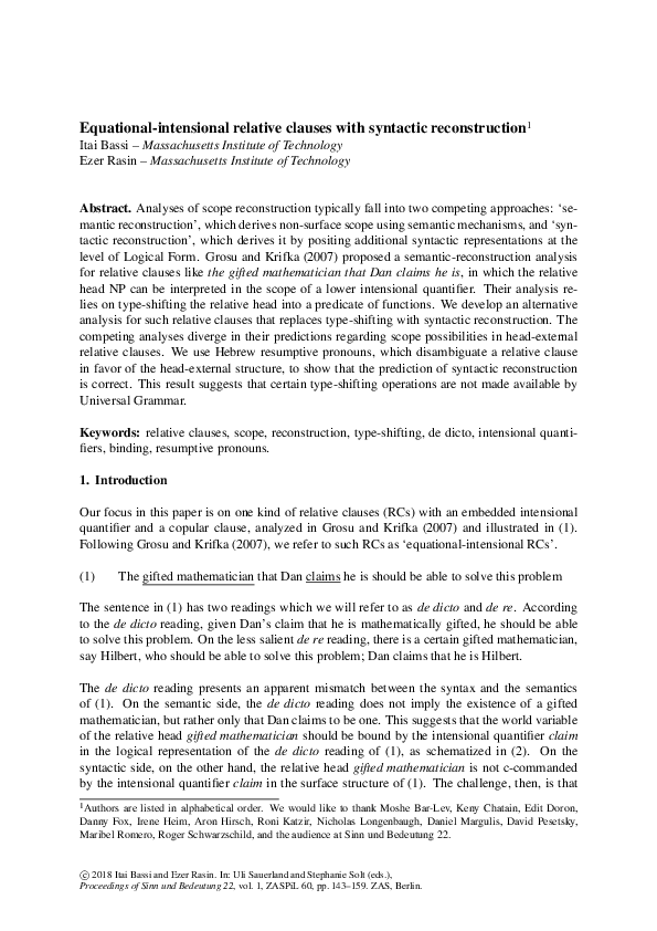 (PDF) Equational-intensional relative clauses with syntactic representation