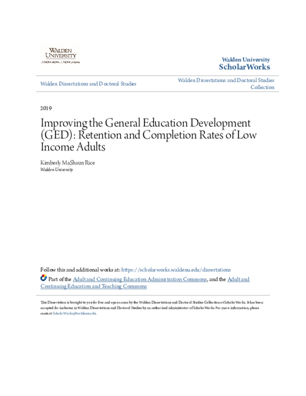 (PDF) Improving the General Education Development (GED): Retention and ...