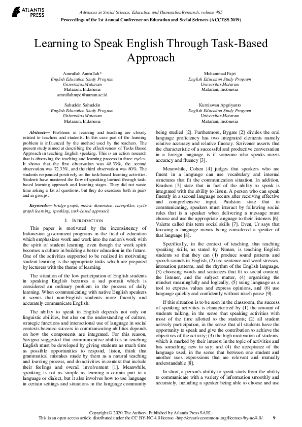 (PDF) Learning to Speak English Through Task-Based Approach