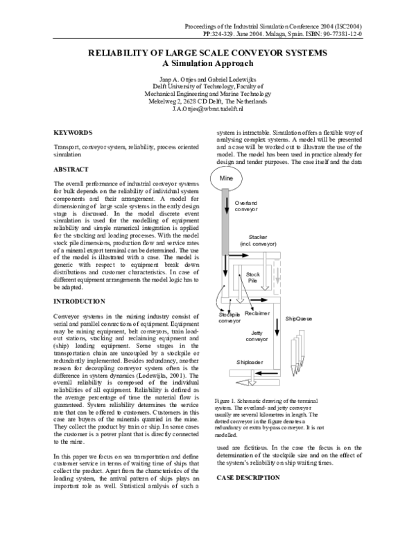 (PDF) RELIABILITY OF LARGE SCALE CONVEYOR SYSTEMS A Simulation Approach
