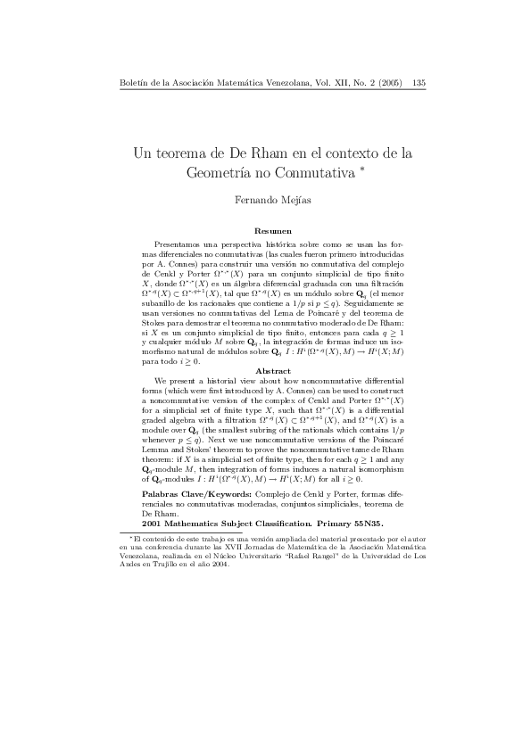(PDF) Un teorema de De Rham en el contexto de la Geometría no ...